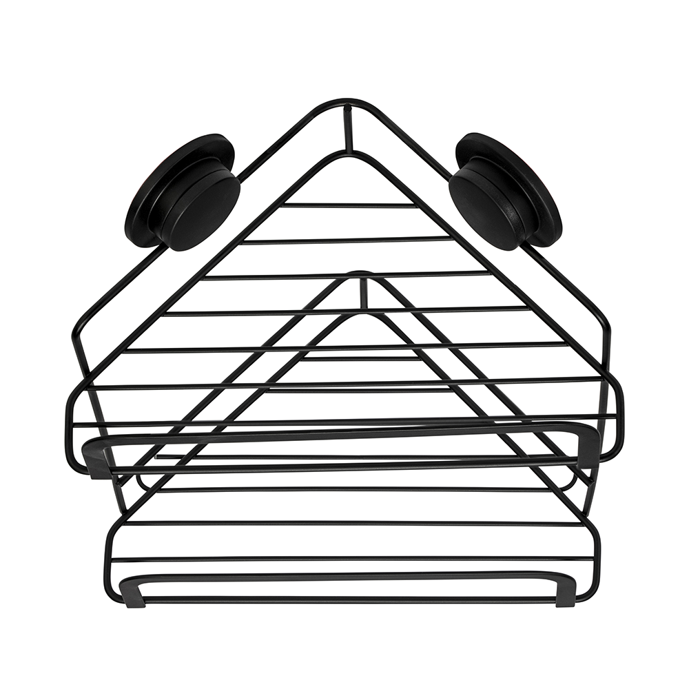 Croydex Stick n Lock 2 Tier Corner Basket - Matt Black