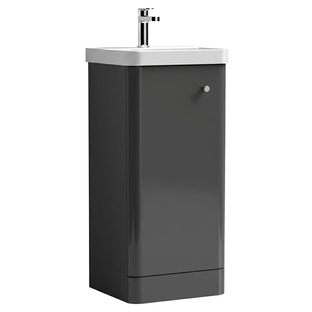 Cruze 400mm Curved Gloss Grey Vanity Unit | Victorian Plumbing UK