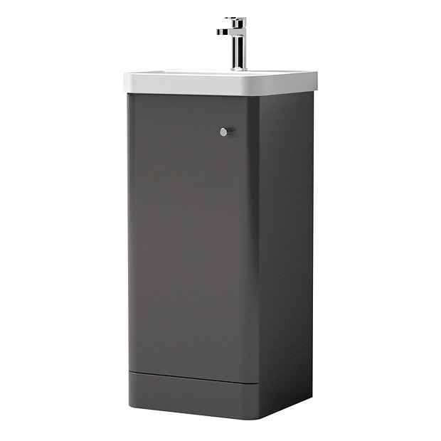 Cruze 400mm Curved Gloss Grey Vanity Unit | Victorian Plumbing UK