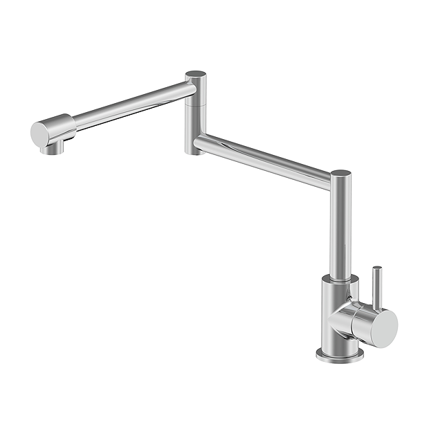 Bower Modern Round Deck Mounted Pot Filler Kitchen Tap - Chrome