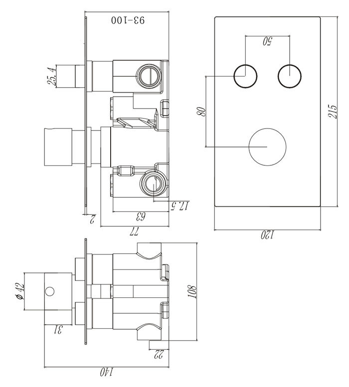 Cruze Twin Modern Round Push-Button Shower Valve with 2 Outlets ...
