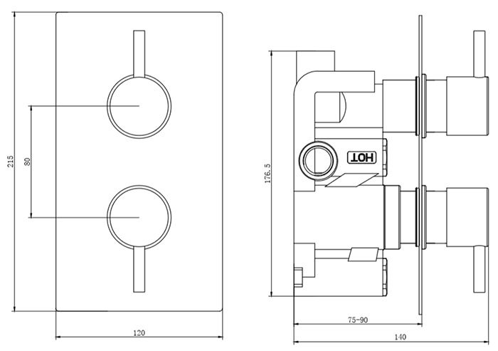 Cruze Twin Round Concealed Shower Valve - Chrome at Victorian Plumbing UK