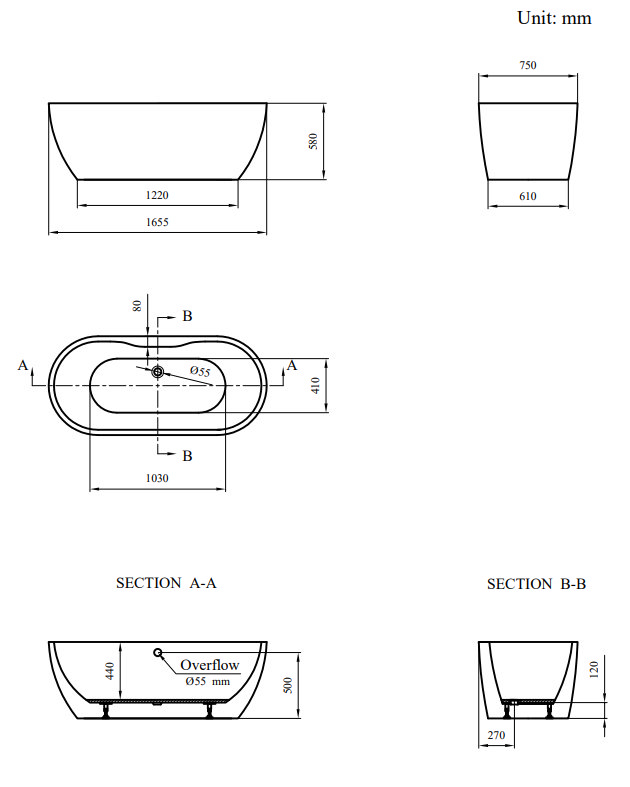 Verona 1415 x 745mm Small Freestanding Modern Bath at Victorian Plumbing UK