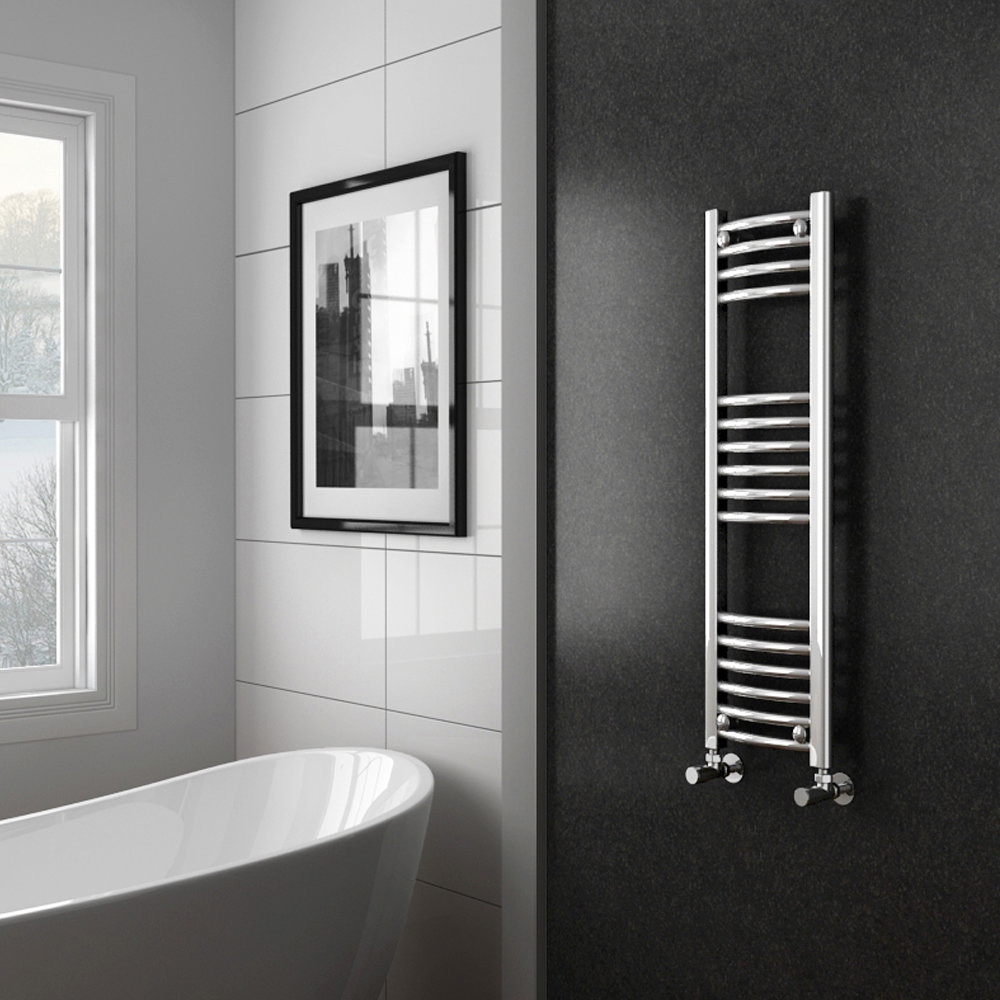 Diamond Curved Heated Towel Rail - W300 x H1000mm - Chrome at Victorian ...
