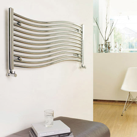 Designer Radiator with Sloping Curves 500 x 1200mm - Chrome - Ex ...
