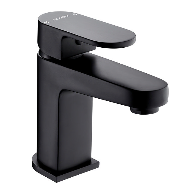 Deva Amio Mini Matt Black Curved Mono Basin Mixer