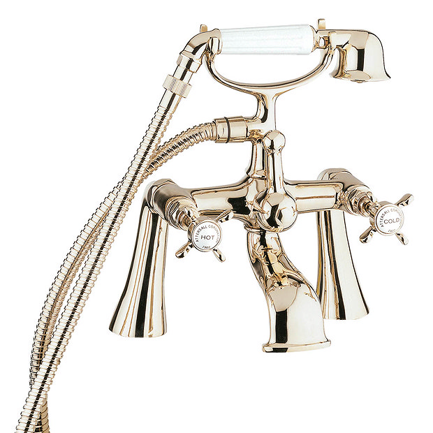 Deva Coronation Pillar Mounted Bath Shower Mixer - Gold at Victorian ...