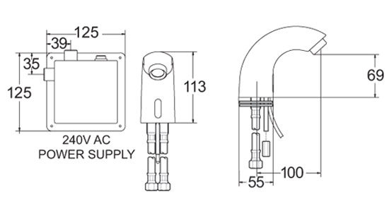 Deva - Curved Chrome Basin Sensor Tap - SENSOR2/D at Victorian Plumbing UK