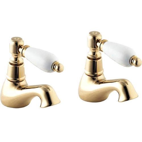 Deva Georgian Basin Taps - Gold at Victorian Plumbing UK