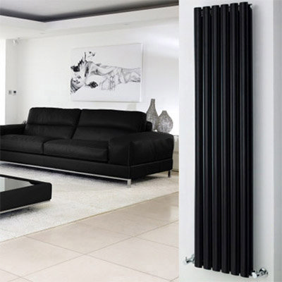 Double Panel Designer Radiator 1800 x 354mm - High Gloss Black - Ex ...