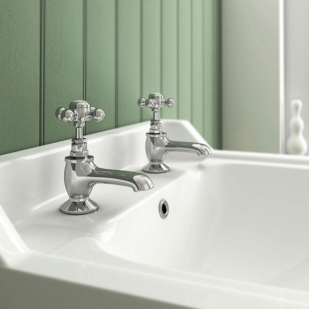 Downton Abbey Traditional Basin Taps - Chrome | Victorian Plumbing