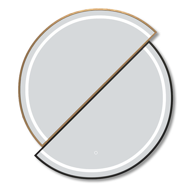 Duet Matt Black & Brushed Brass 800 Split Circular LED Mirror with ...