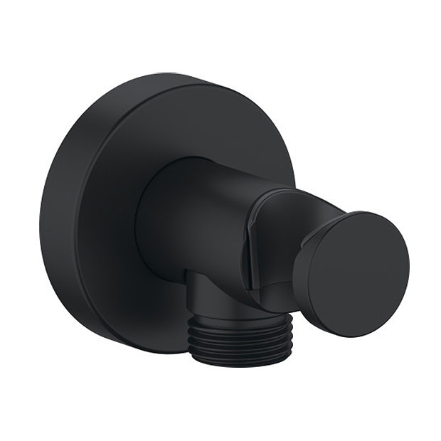 Duravit Universal Round Shower Wall Outlet & Handset Holder - Matt Black