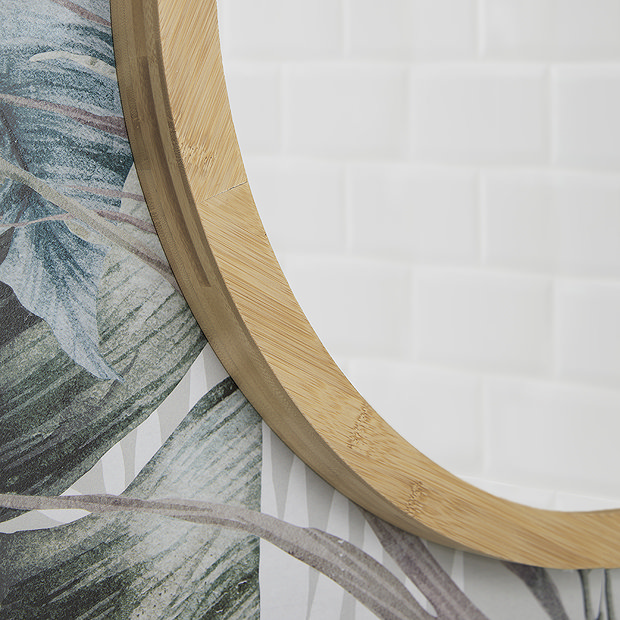 EcoDelux 800mm Bamboo Frame Round Mirror