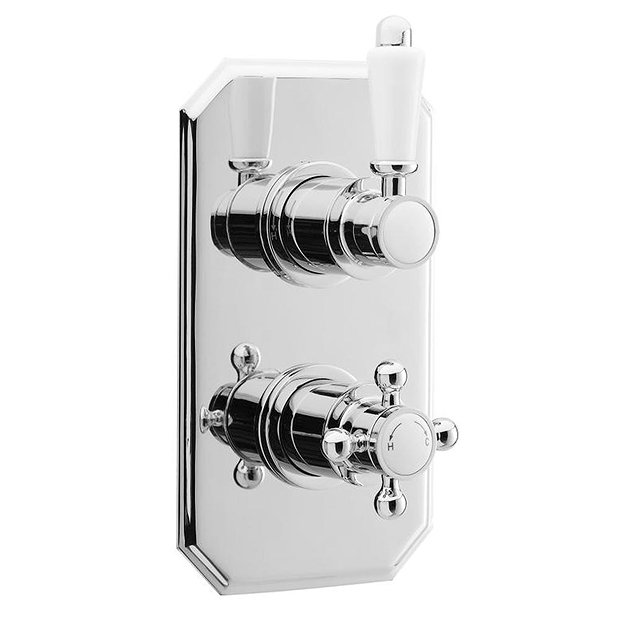 Edwardian Twin Concealed Thermostatic Shower Valve w/ Slider Rail Kit ...