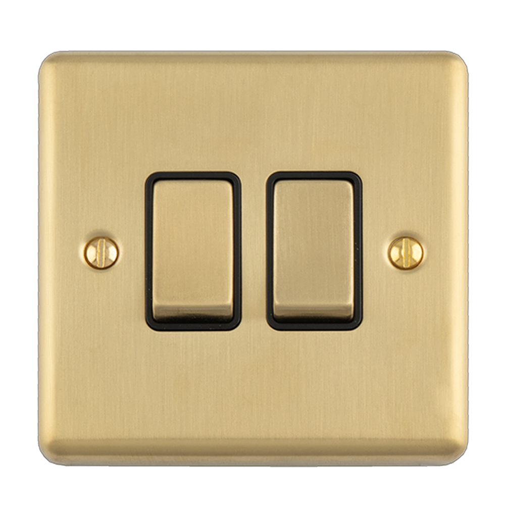 Ellis & Co 2 Gang 10A 2 Way Light Switch Brushed Brass
