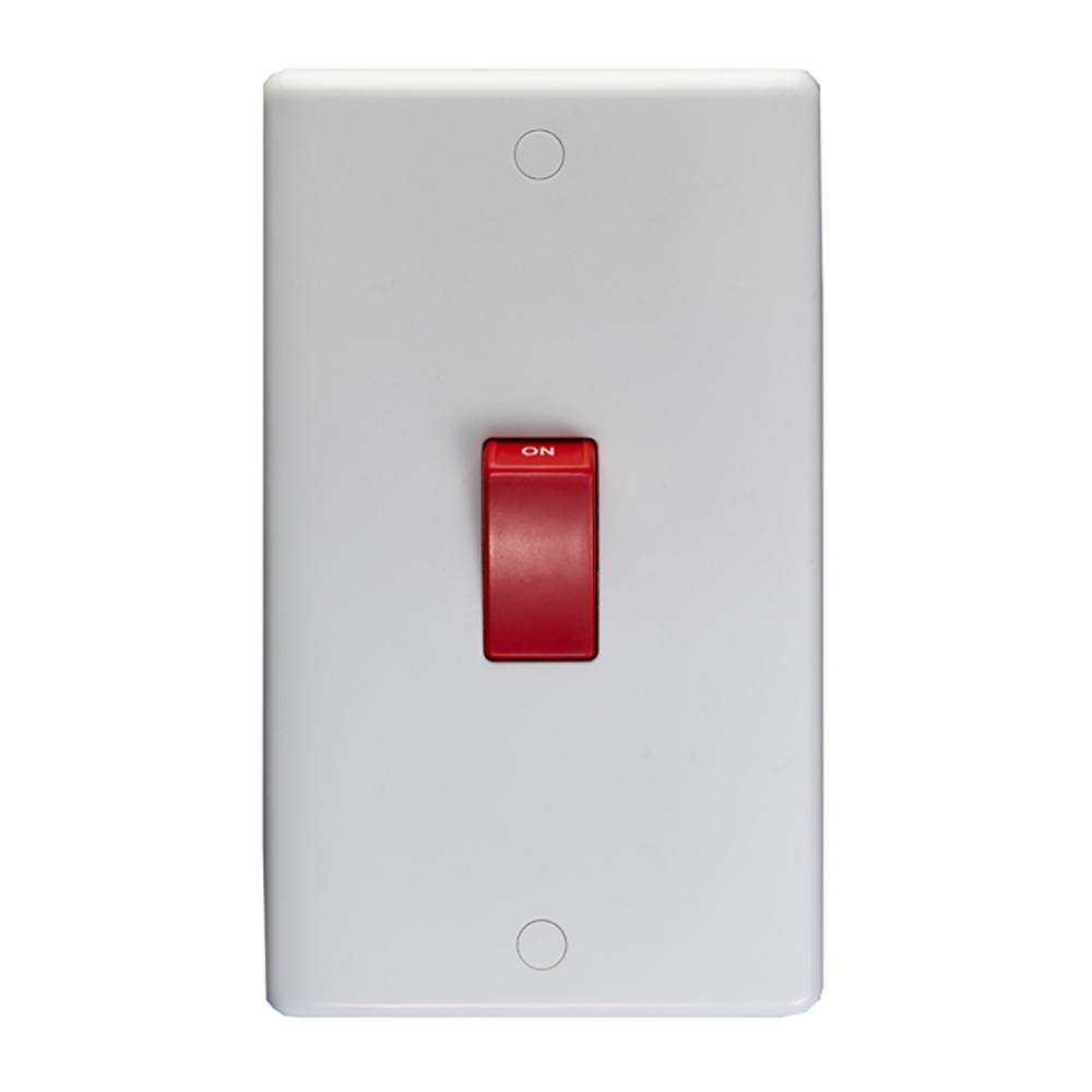 Ellis & Co 45A Double Plate Cooker Switch - White Plastic