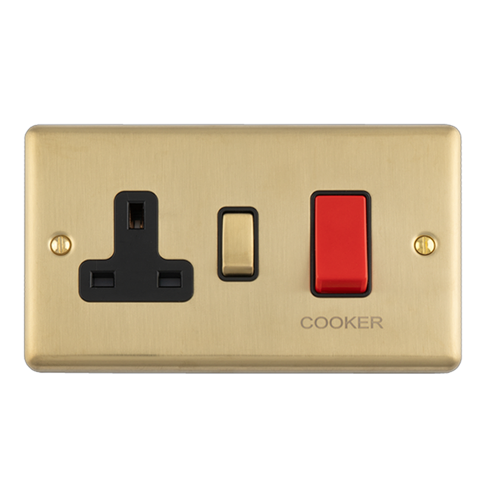 Ellis & Co 45A Cooker Switch with 13A Socket Brushed Brass