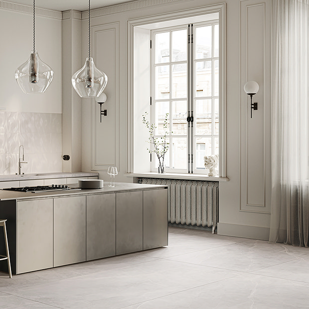 Ferrina Light Grey Marble Effect Large Format Wall and Floor Tile ...