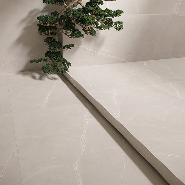 Ferrina Taupe Marble Effect Large Format Wall and Floor Tile - 1200 x ...