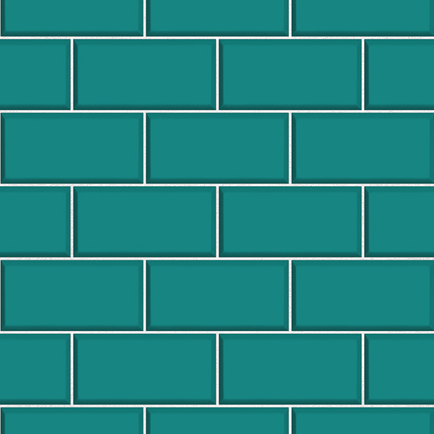 Fine Decor Teal Ceramica Subway Tile Wallpaper | Victorian Plumbing