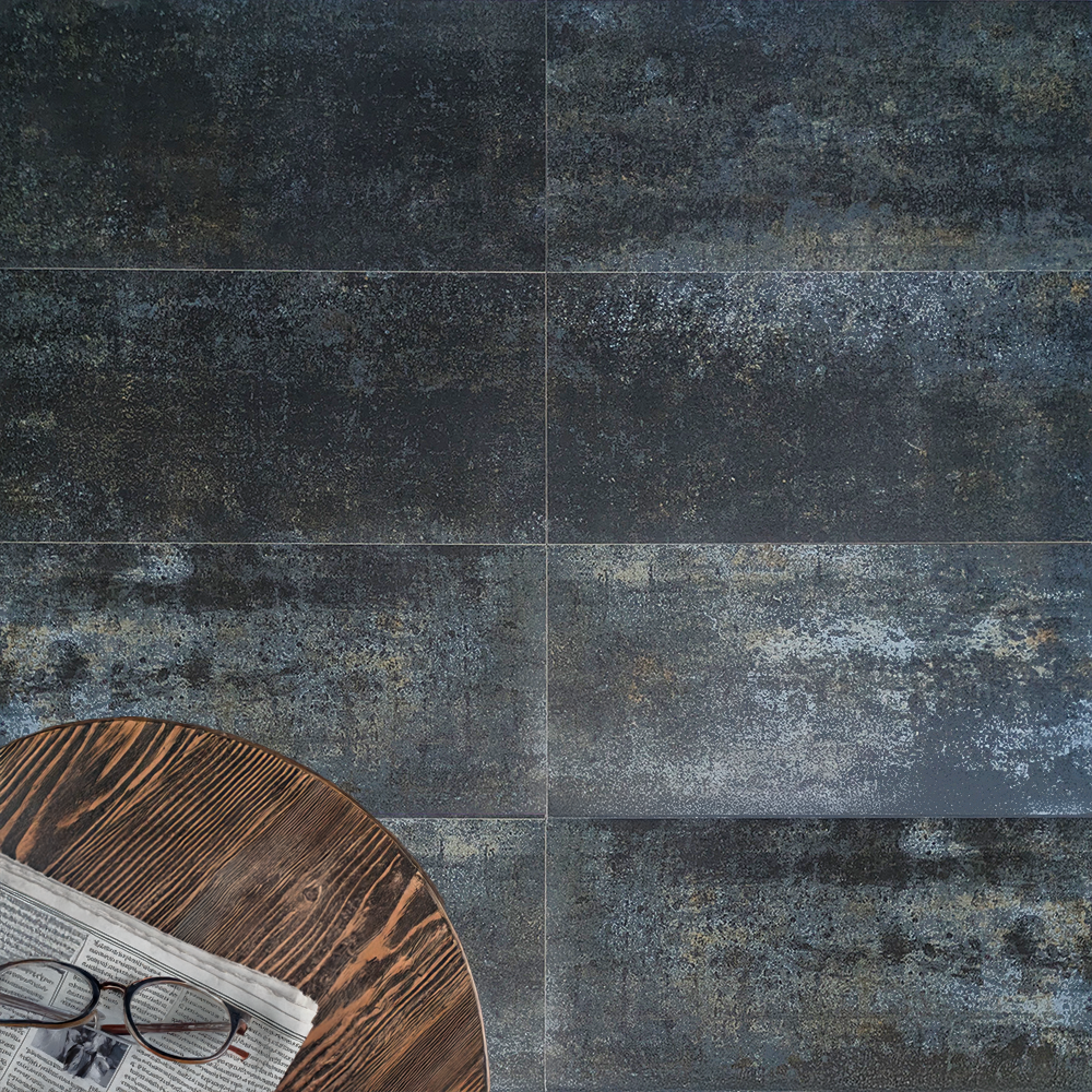 Foundry Blue Oxide Metal Effect Wall & Floor Tiles - 300 x 600mm