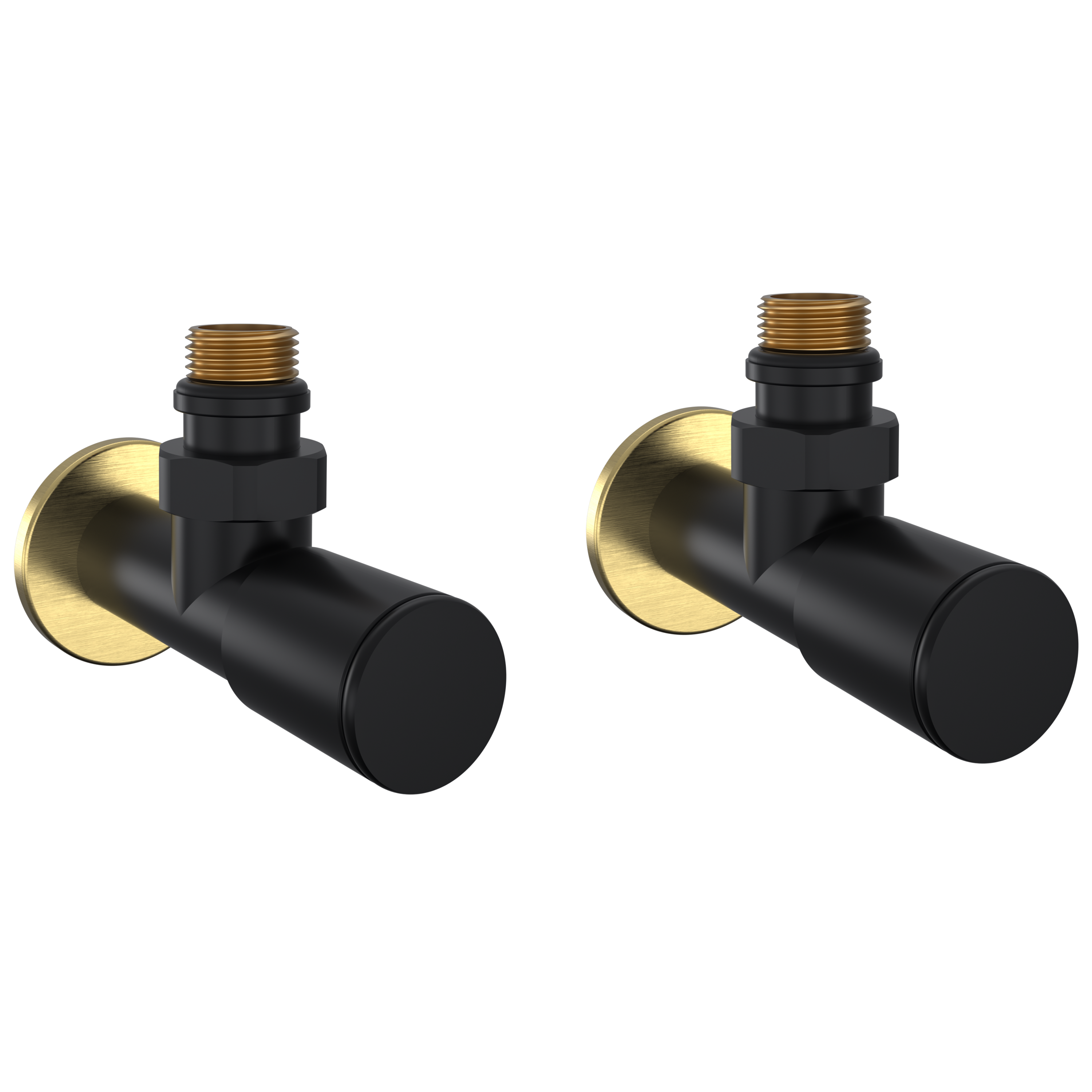 Gatsby Matt Black Angled Radiator Valves with Brushed Brass Plates ...