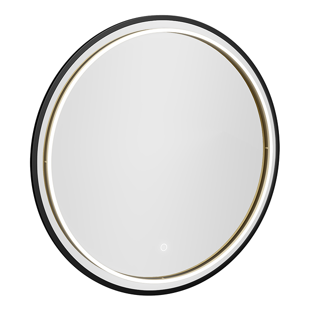 Gatsby Matt Black & Brushed Brass 800mm LED Ring Circular Mirror with ...