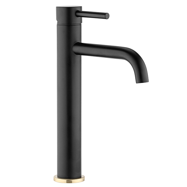 Gatsby Matt Black & Brushed Brass High Rise Basin Mono Mixer Tap ...