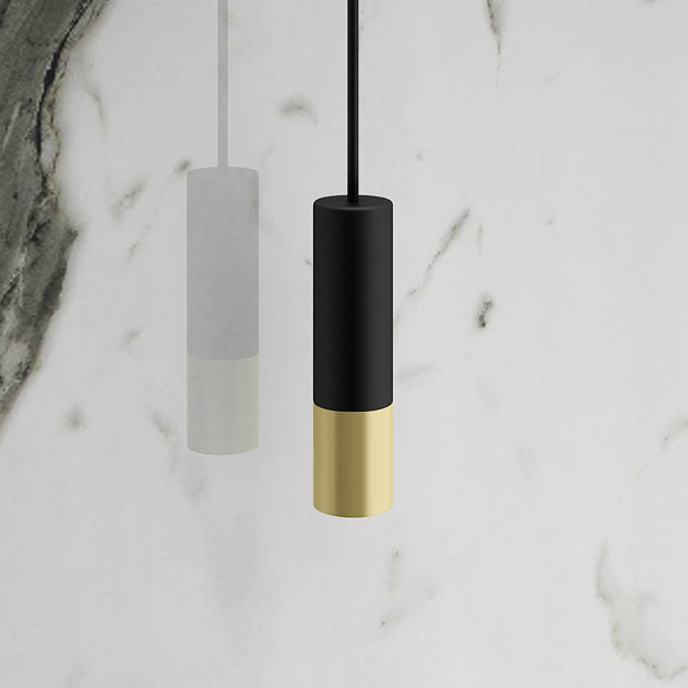 Gatsby Matt Black & Brushed Brass Round Cylinder Light Pull with ...