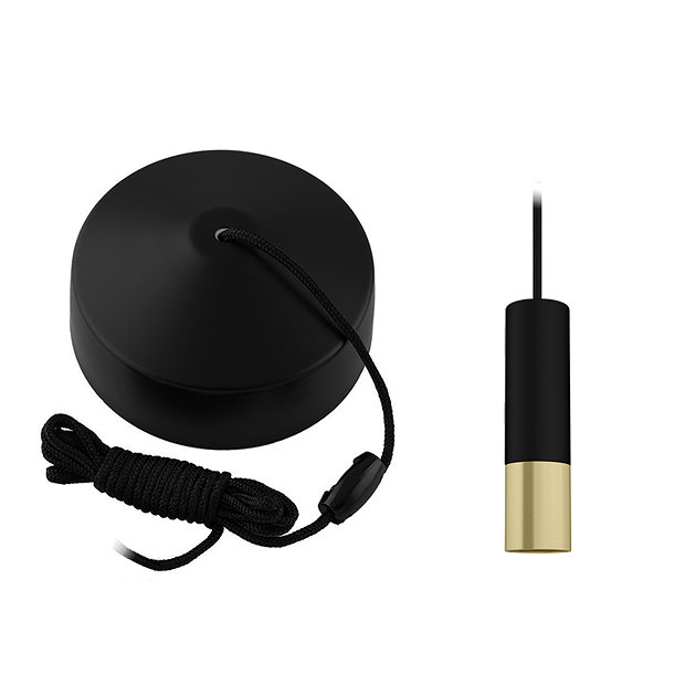 Gatsby Matt Black & Brushed Brass Round Cylinder Light Pull with ...