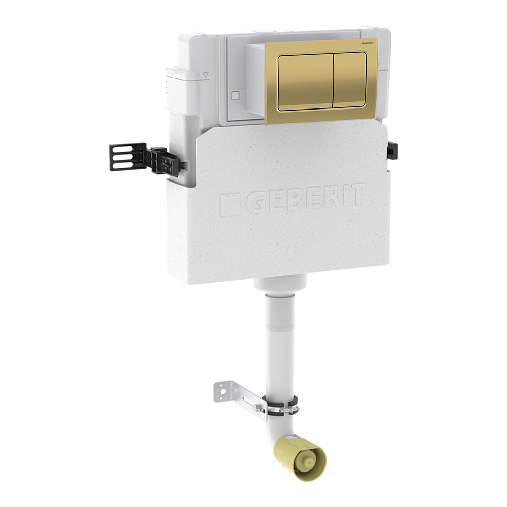 Geberit Alpha 12cm Concealed Cistern with Brass Square Flush Plate