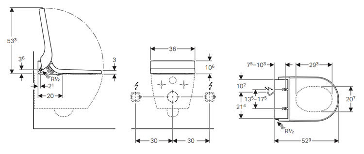 Geberit AquaClean Tuma Shower Soft Close Toilet Seat - Alpine White