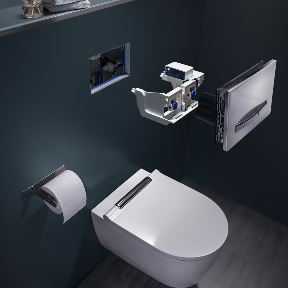 Geberit Duofix Wall Hung 980mm WC Frame Blue And Sigma Concealed Cistern 12cm