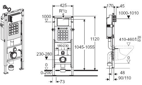 Geberit - Duofix WC Frame for Disabled WC with UP320 Cistern - 1.12m at ...