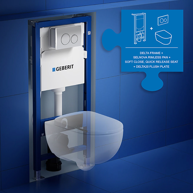 Geberit Selnova Concealed WC Cistern with Wall Hung Frame + Toilet