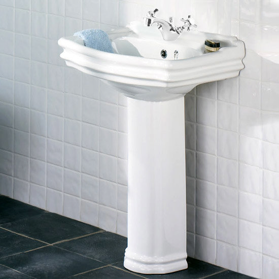 Genevieve 1 Tap Hole Ceramic Basin and Pedestal at Victorian Plumbing UK