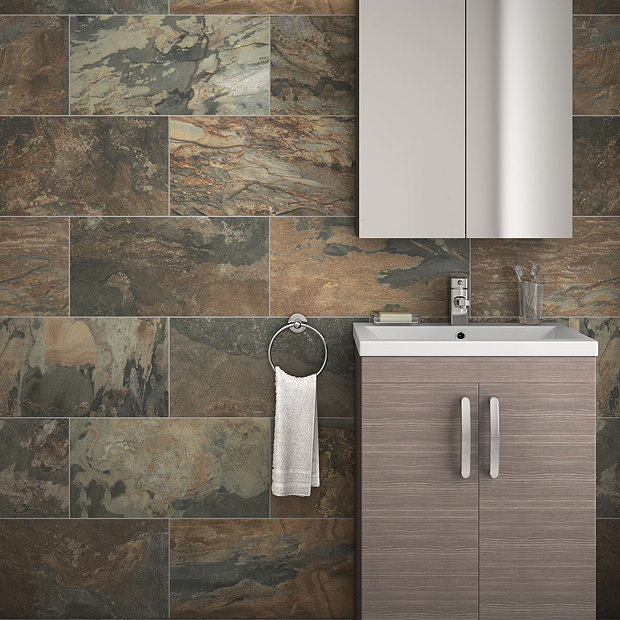 Grado Matt Textured Brown Tile | Online At Victorian Plumbing.co.uk