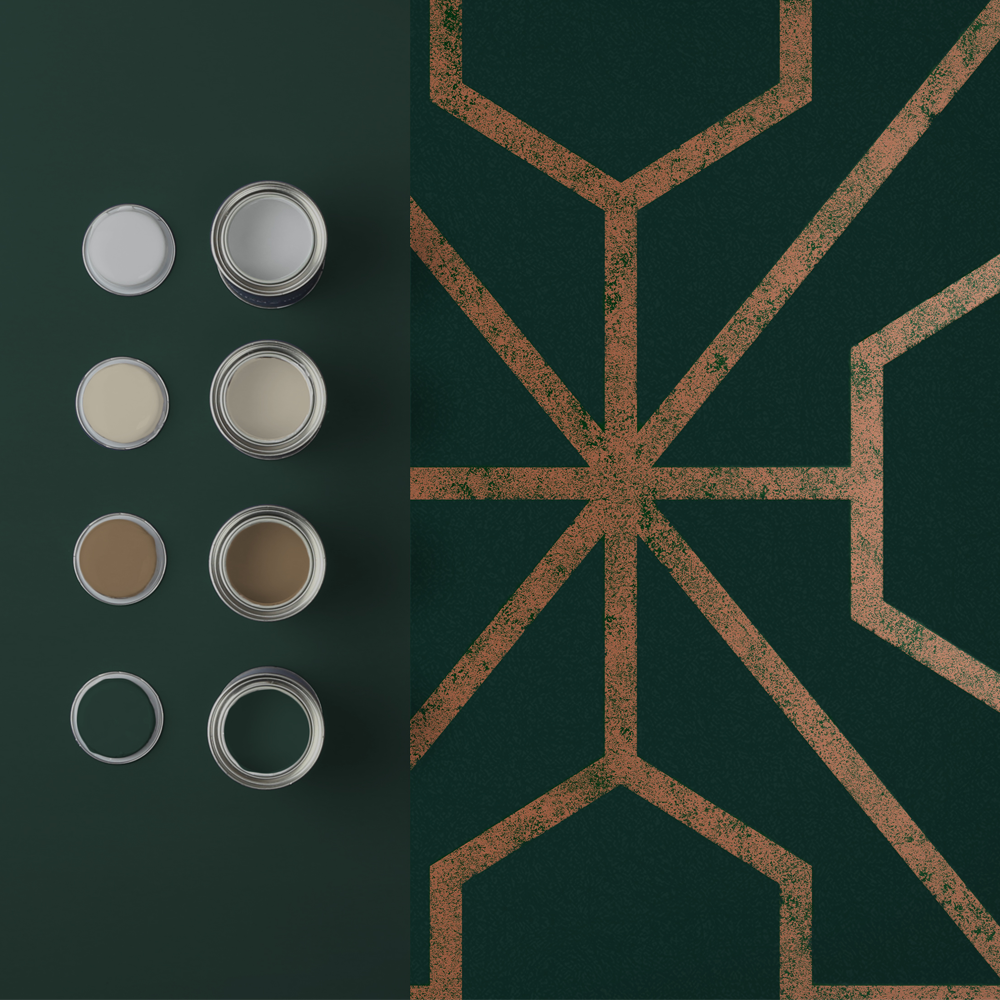 Graham & Brown Rinku Geometric Wallpaper - Green & Copper