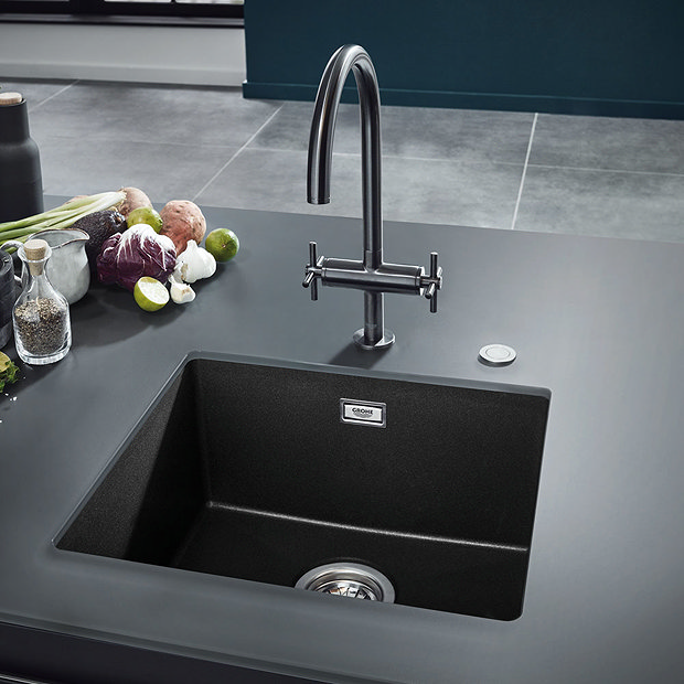 Grohe Atrio Two Handle Kitchen Sink Mixer - Brushed Hard Graphite ...