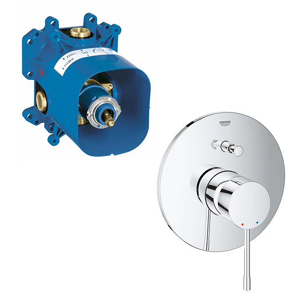 Grohe Essence Single Lever Bath Shower Mixer Trim + Rapido E Concealed ...