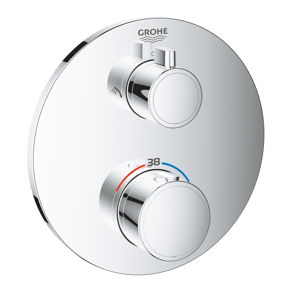 Grohe Grohtherm Thermostat Round 2 Outlet Concealed Mixer Trim