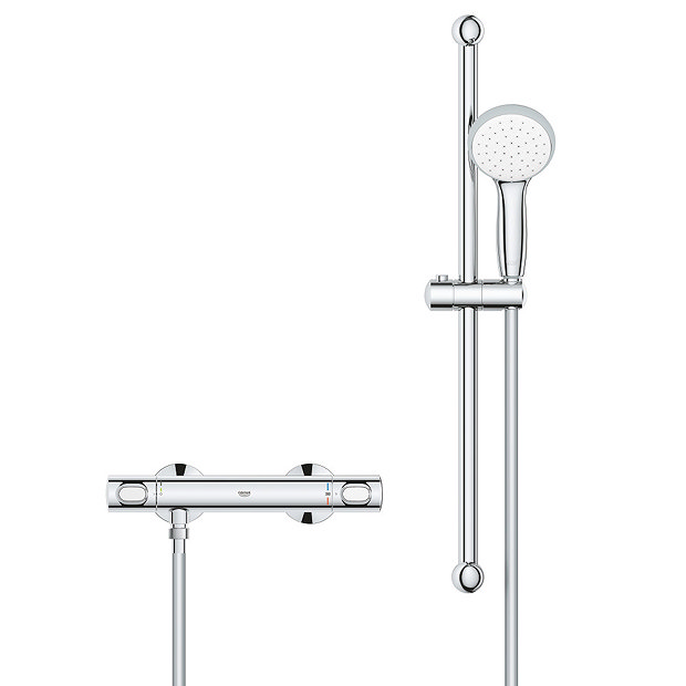 Grohe Precision Flow Thermostatic Shower Mixer 1/2" with Shower Set ...