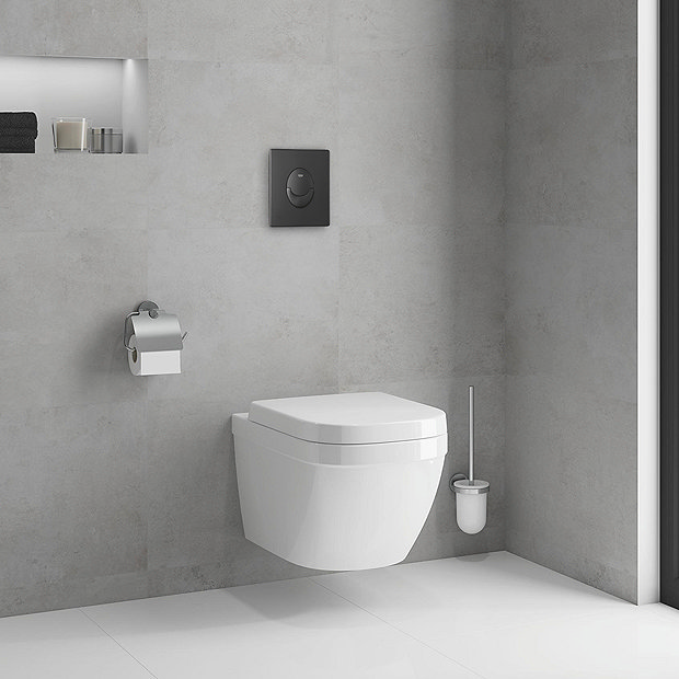 Grohe Rapid Start Black Flush Plate / Euro Rimless Ceramic Complete WC ...