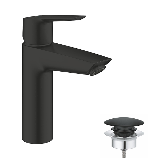 Grohe Start SilkMove ES M-Size Mono Basin Mixer with Push-Open Waste ...