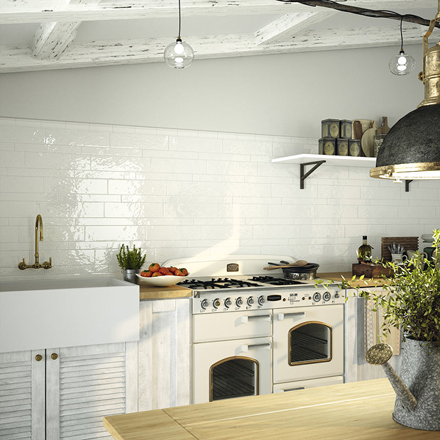 Hamilton Relief Bumpy White Gloss Wall Tiles 50 x 400mm