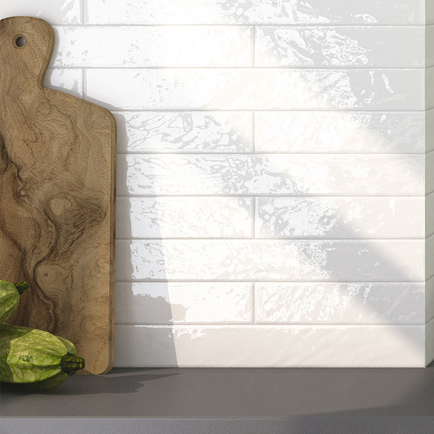 Hamilton Relief Bumpy White Gloss Wall Tiles 50 x 400mm