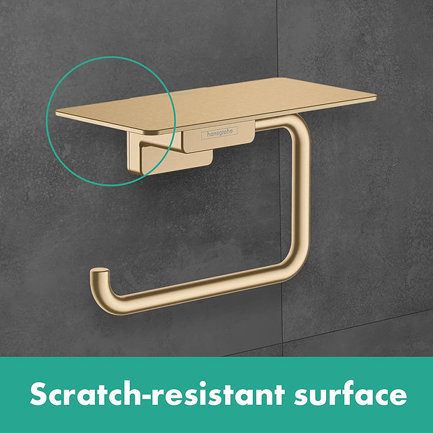 hansgrohe AddStoris Brushed Bronze Toilet Roll Holder with Shelf