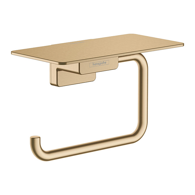 hansgrohe AddStoris Brushed Bronze Toilet Roll Holder with Shelf