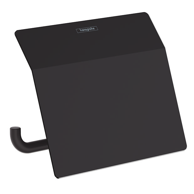 hansgrohe AddStoris Matt Black Toilet Roll Holder with Cover